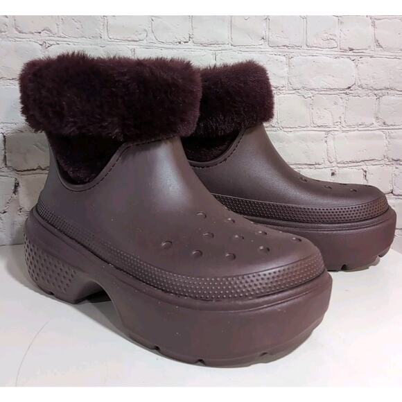 CROCS | Shoes | Crocs Unisex Adult Stomp Faux Fur Lined Snow Boot Dark ...